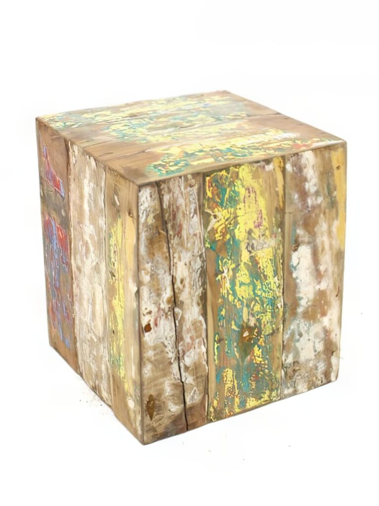 Reclaimed Wooden Block Stool | EPH Creative - Event Prop Hire