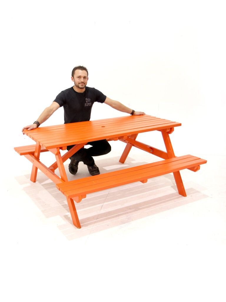 Orange Picnic Bench | EPH Creative - Event Prop Hire