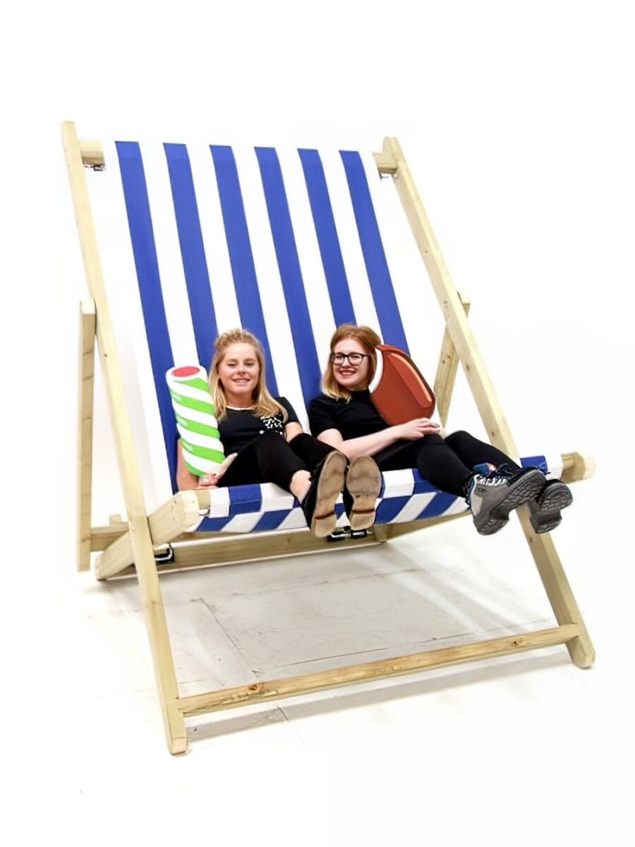 Giant Deck Chair - Blue Stripe | EPH Creative - Event Prop Hire