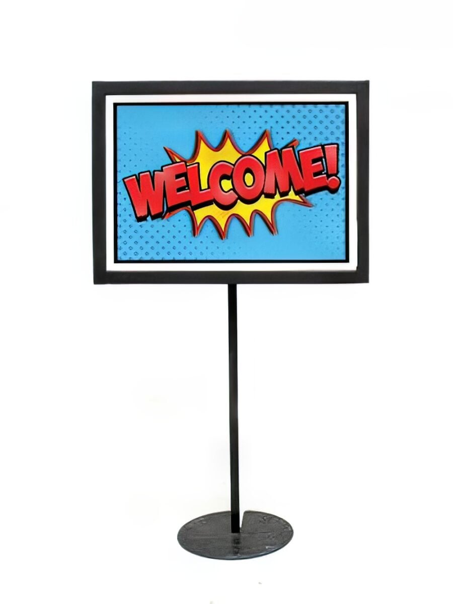 Superhero Welcome Sign - Small (Blue) | EPH Creative - Event Prop Hire
