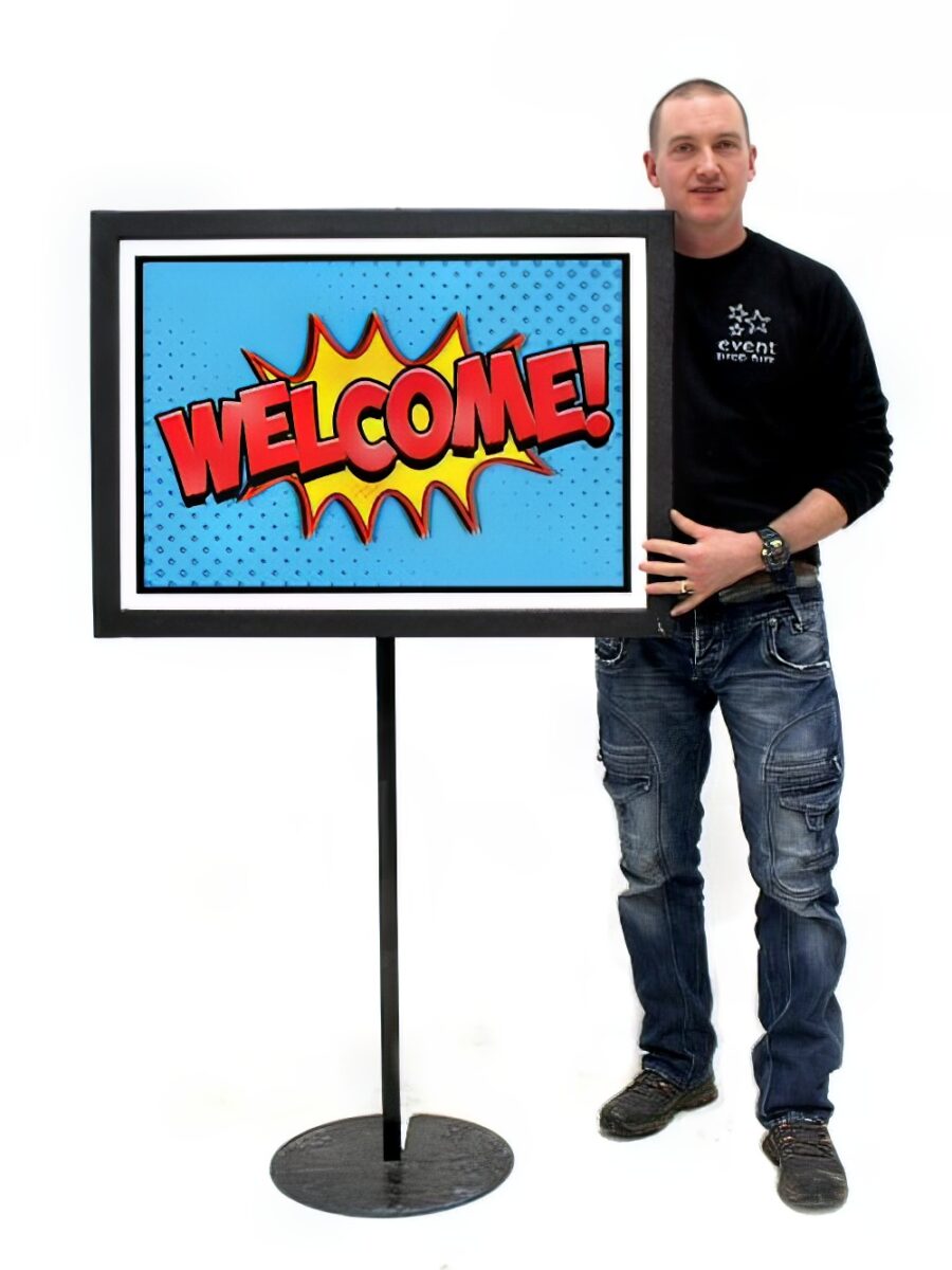 Superhero Welcome Sign - Small (Blue) | EPH Creative - Event Prop Hire