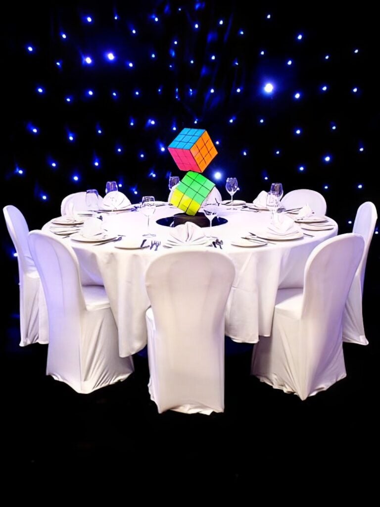 Neon Rubik's Cube Table Centre | EPH Creative - Event Prop Hire