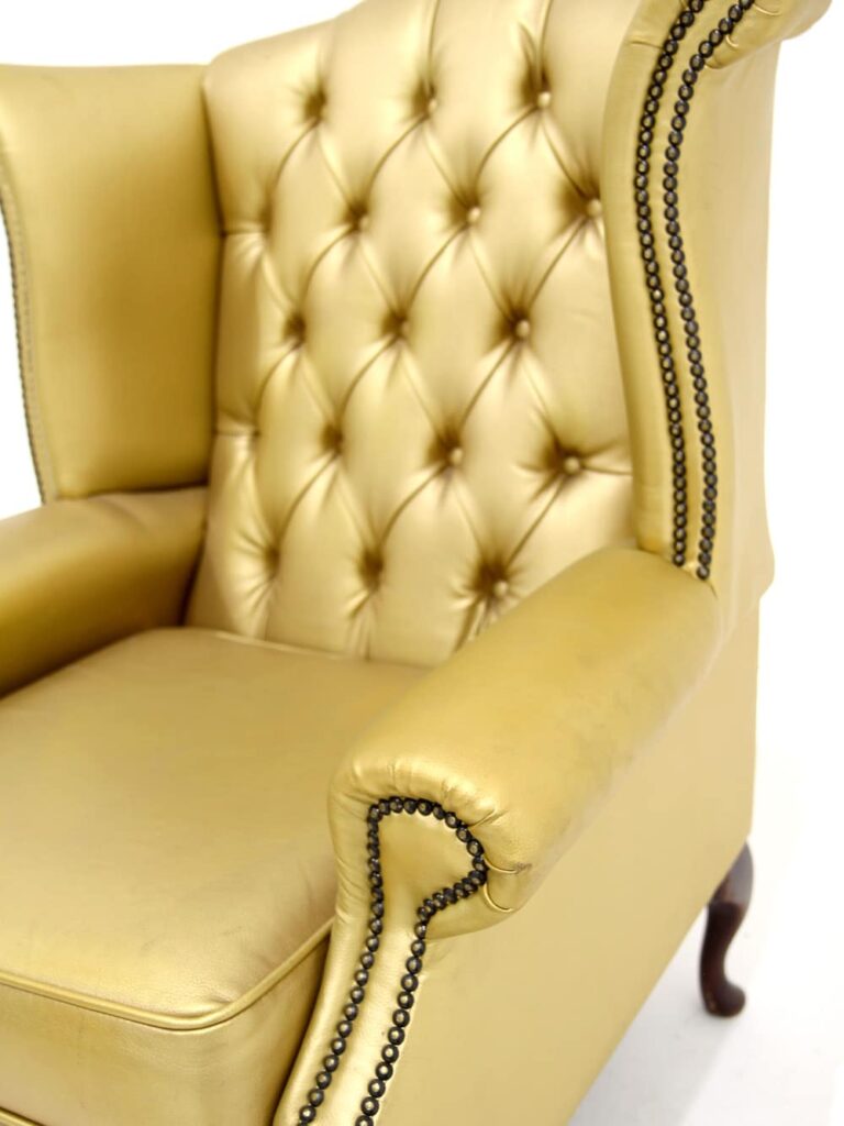 Gold Wingback Armchair | EPH Creative - Event Prop Hire
