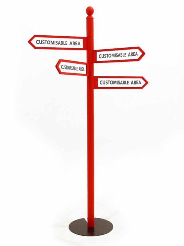 Red Multi-Directional Sign Post - x6 Rotating Signs | Event Prop Hire