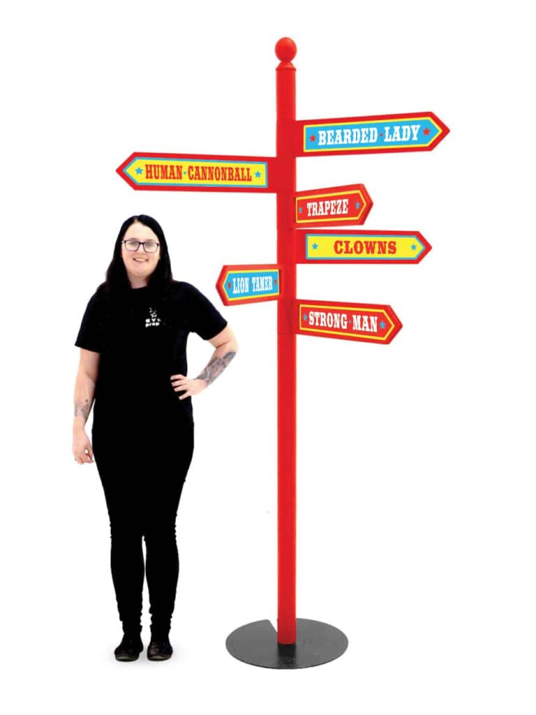 Circus Themed Multi Directional Sign Post (x6 Rotating Signs) | EPH ...