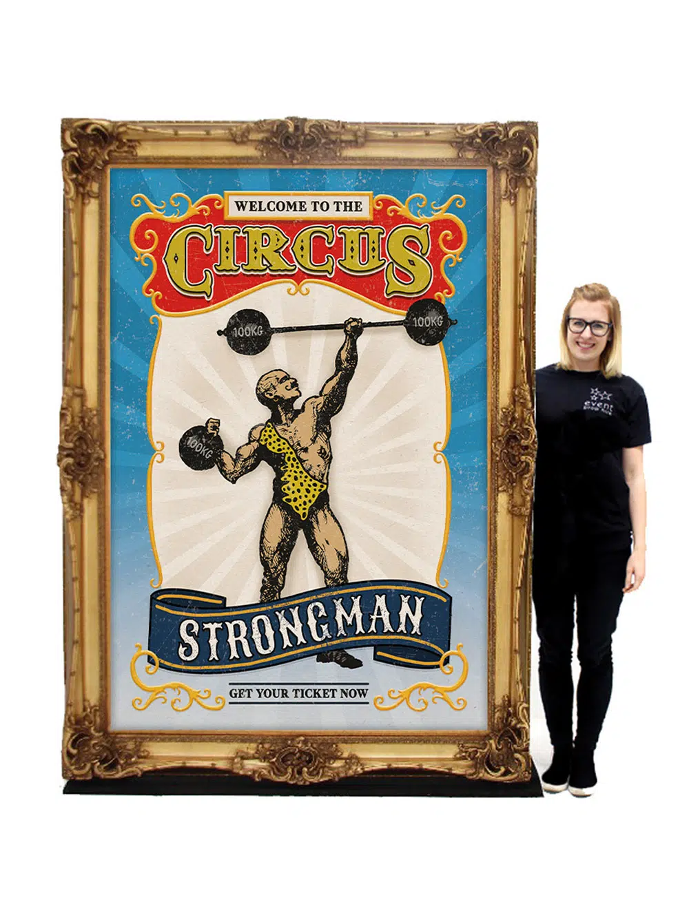 Giant Framed Sign with Strongman Circus Print | EPH Creative - Event ...