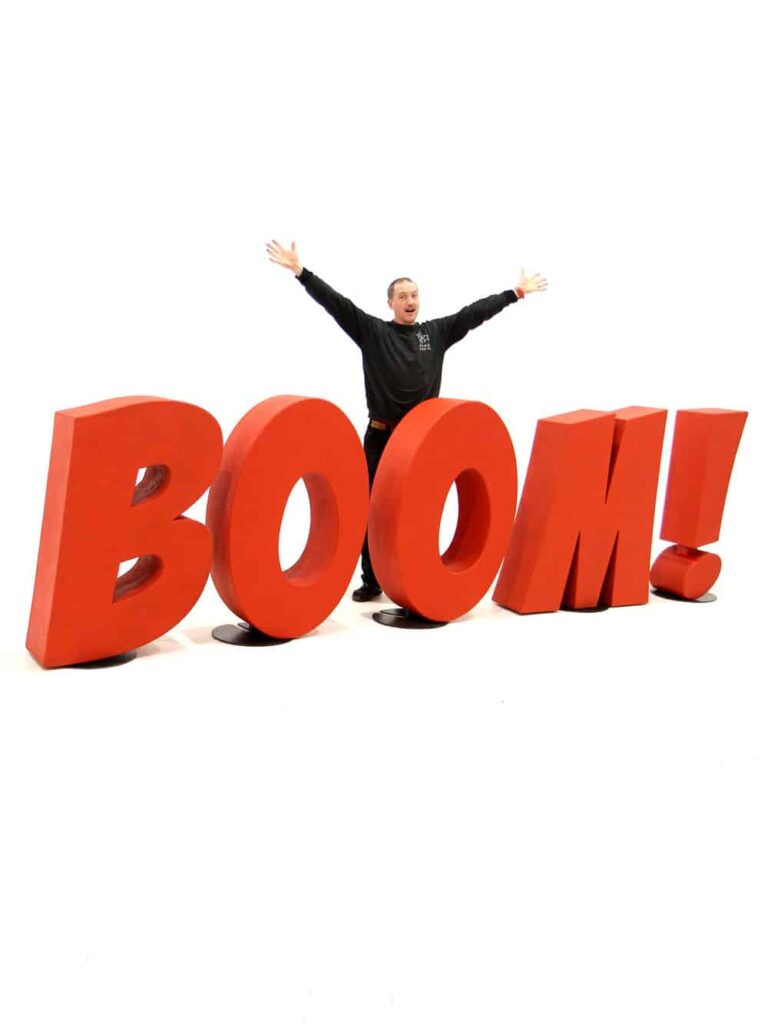 Giant BOOM Letters - Floor Level | EPH Creative - Event Prop Hire