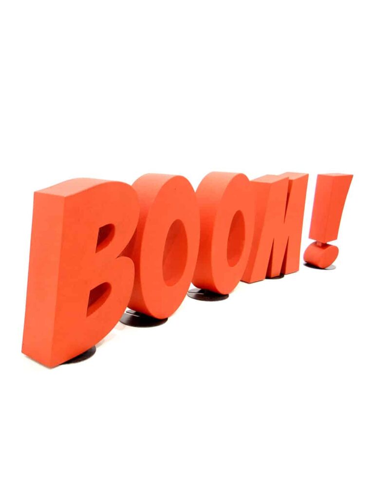 Giant BOOM Letters - Floor Level | EPH Creative - Event Prop Hire