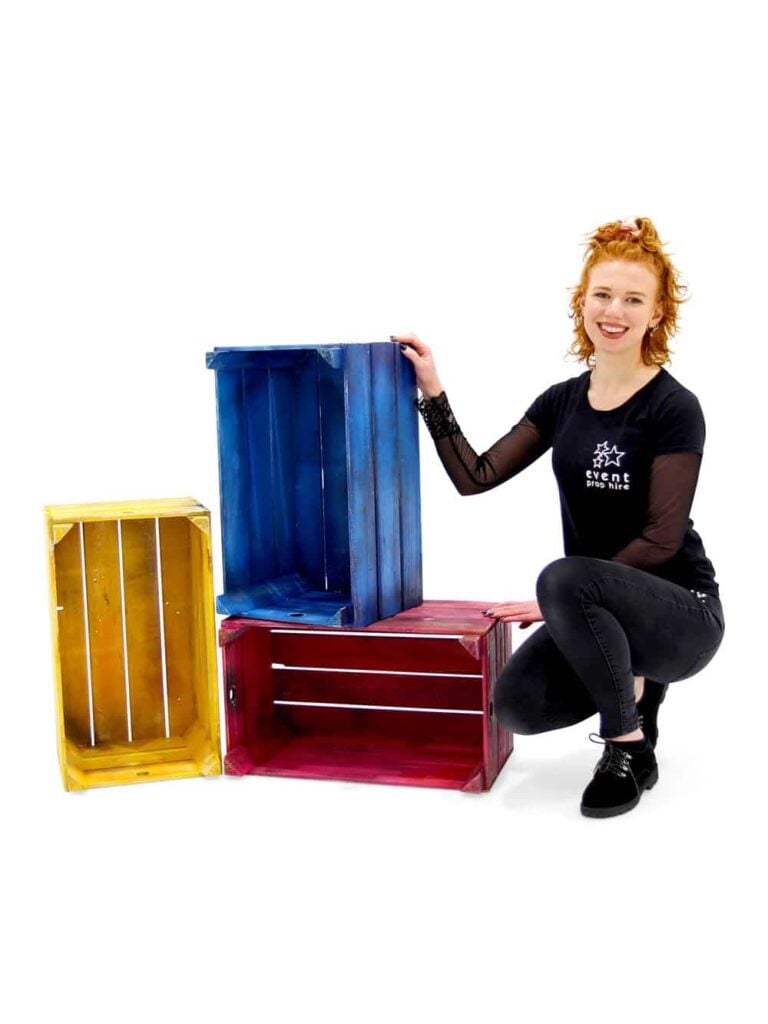 Coloured Rustic Wooden Crate | EPH Creative - Event Prop Hire
