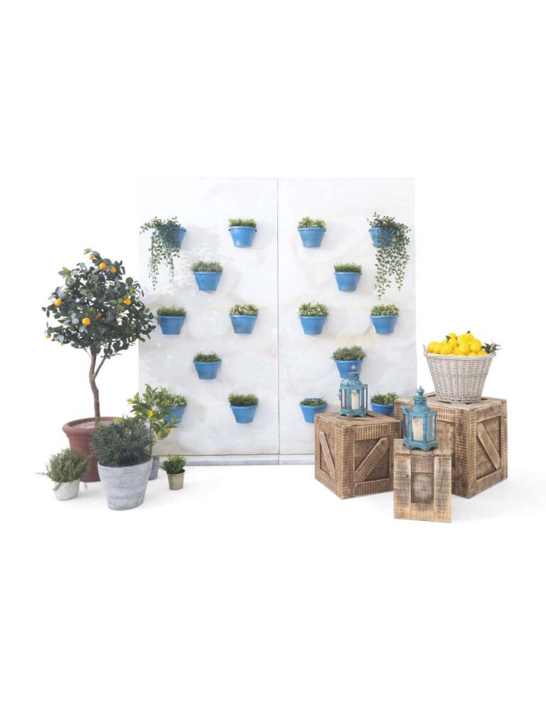 Mediterranean Planter Wall with Styling | EPH Creative - Event Prop Hire