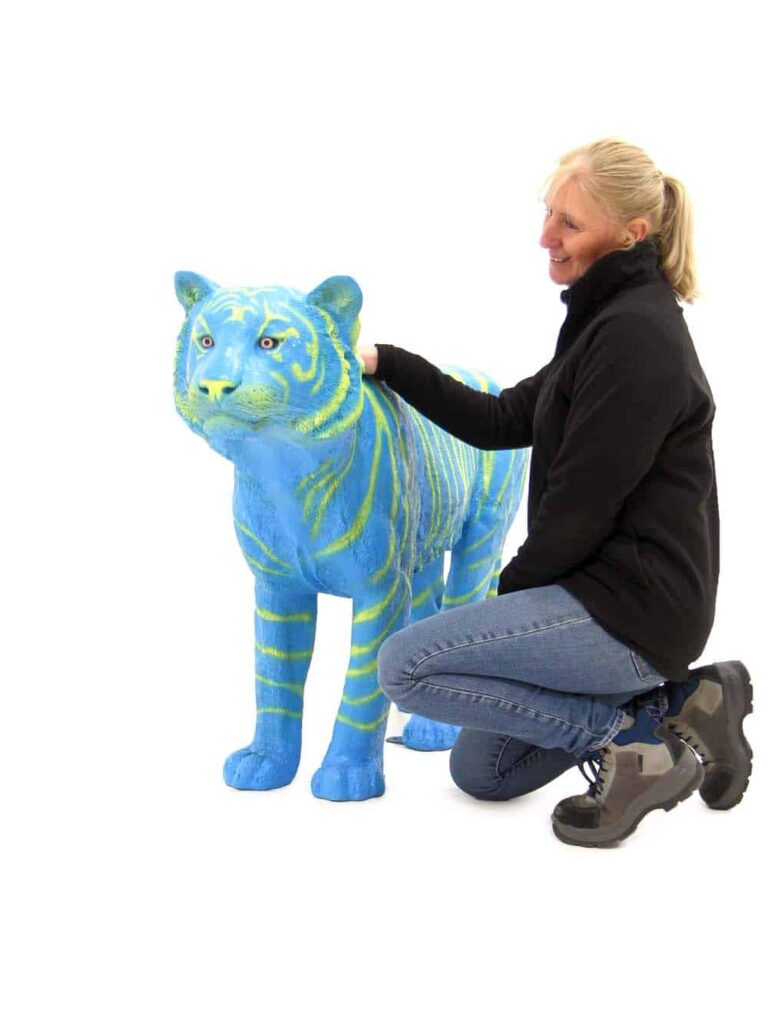 Funky Tiger Prop - Standing Blue/Green | EPH Creative - Event Prop Hire