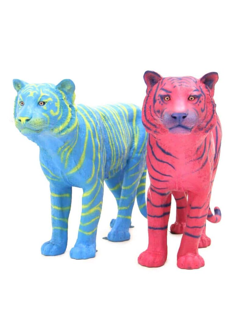 Funky Tiger Prop - Standing Blue/Green | EPH Creative - Event Prop Hire