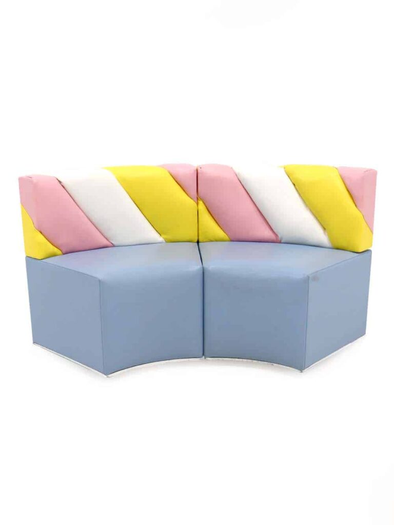 Modular Seating Unit - Curved - Low Back - Pink, Yellow, White & Blue ...