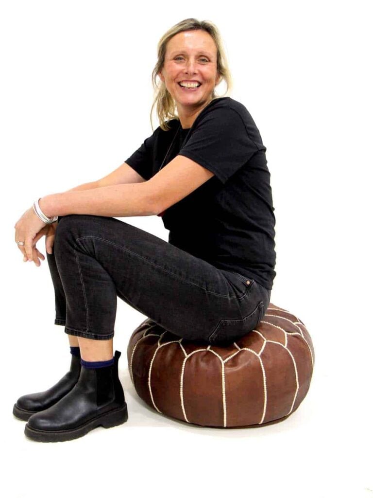 Moroccan Leather Pouffe - Dark Brown | EPH Creative - Event Prop Hire