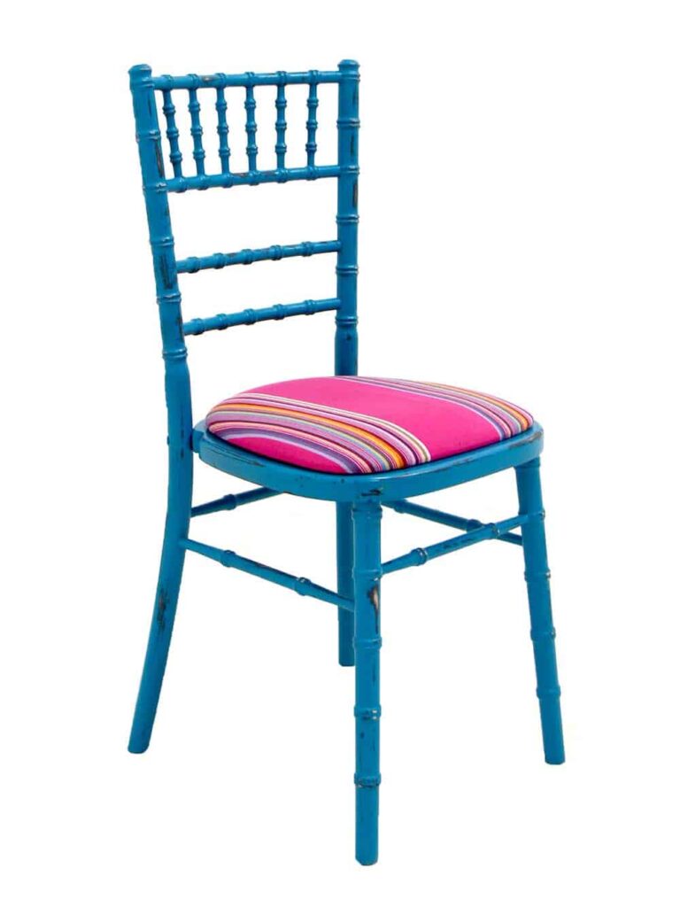 Chiavari Chair - Distressed Bright Pink + Blue Striped Seat Pad | EPH ...