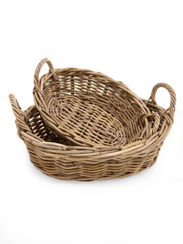 Shallow Oval Wicker Basket - Set of 2 | EPH Creative - Event Prop Hire
