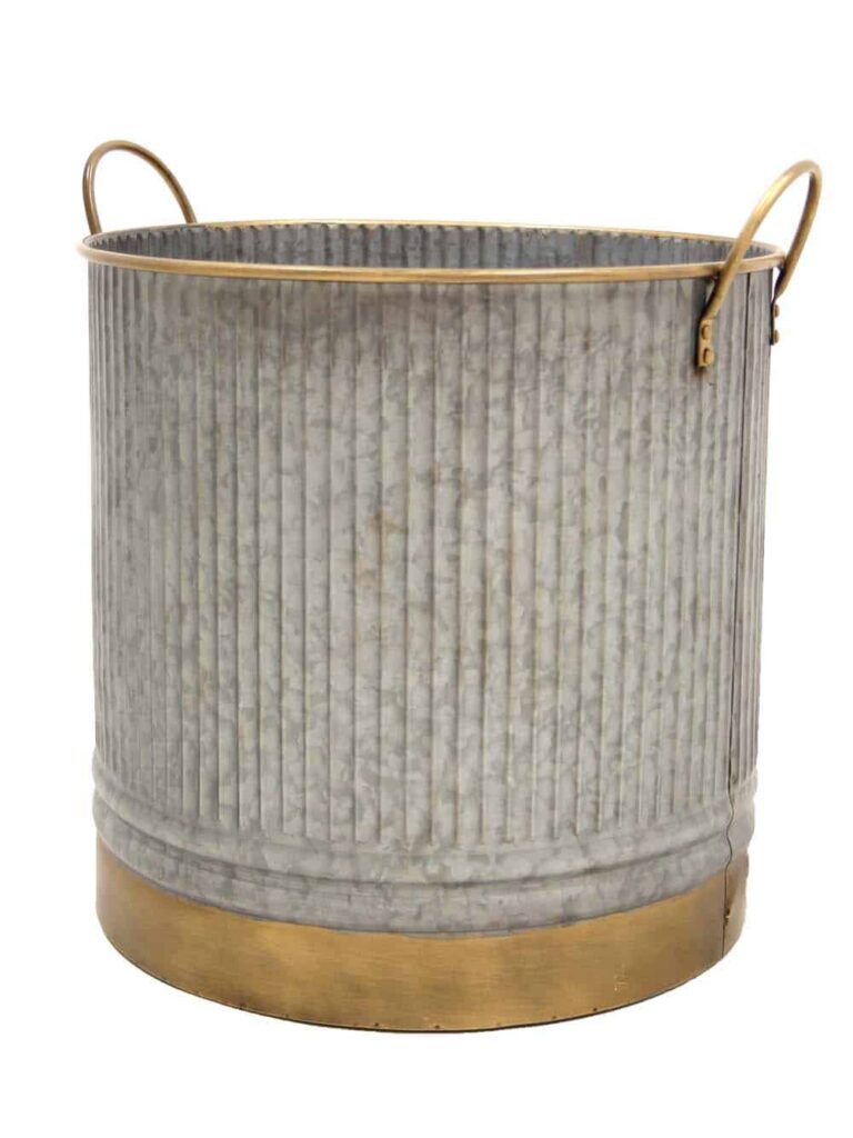 Galvanized Planter Grey & Gold - Large | EPH Creative - Event Prop Hire