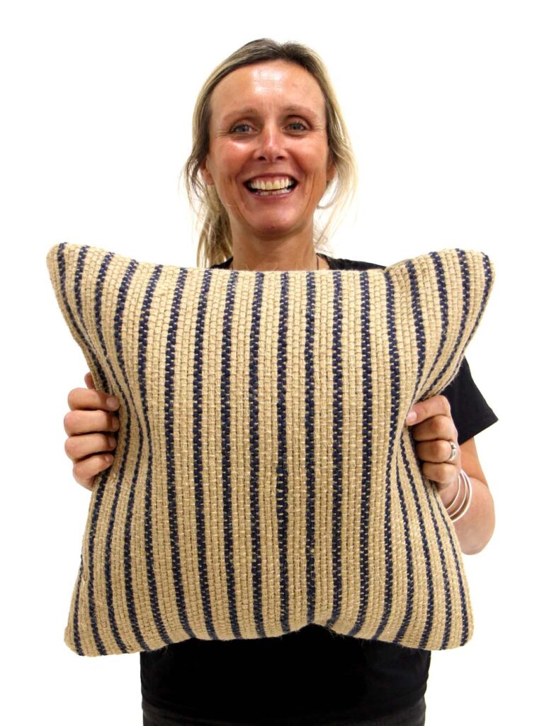 Jute Cushion - Navy Stripe | EPH Creative - Event Prop Hire