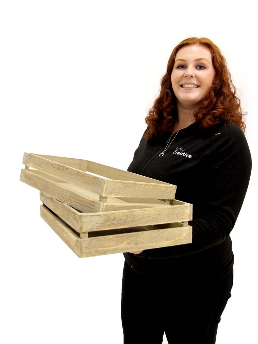 Slatted Oak Effect Storage Crate - Set of 2 | EPH Creative - Event Prop ...