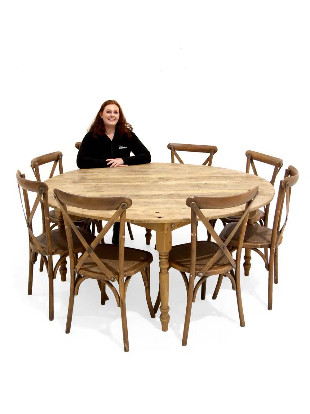 Large Rustic Round Wooden Table | EPH Creative - Event Prop Hire