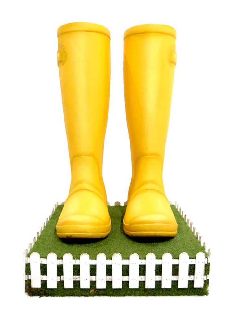 Giant Welly Boots on Plinth - Yellow | EPH Creative - Event Prop Hire