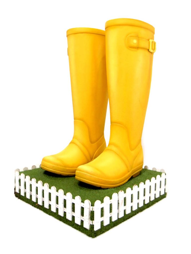 Giant Welly Boots on Plinth - Yellow | EPH Creative - Event Prop Hire