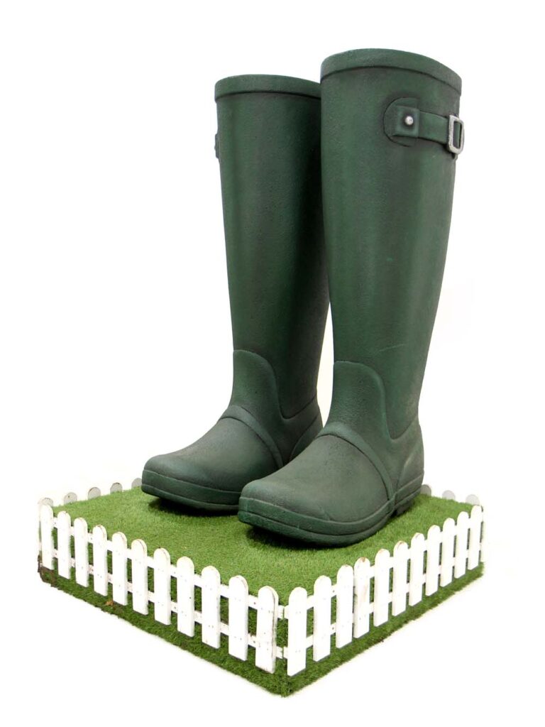Giant Welly Boots on Plinth - Green | EPH Creative - Event Prop Hire
