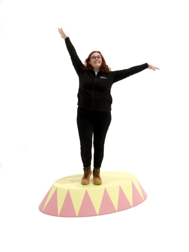 Oval Plinth (Pink & Yellow) | EPH Creative - Event Prop Hire