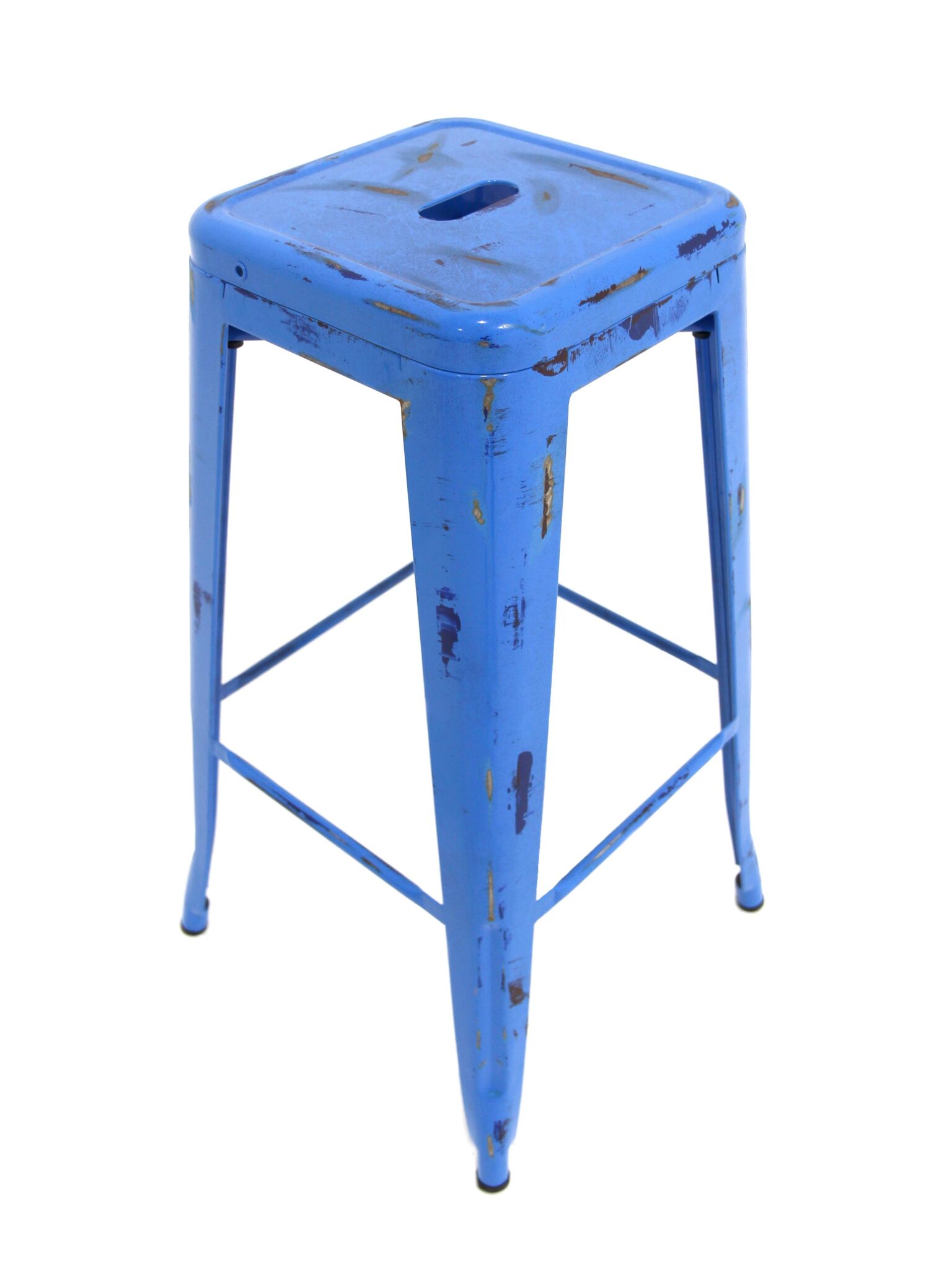 Distressed Metal Bar Stool - Sky Blue -76cm | EPH Creative - Event Prop ...