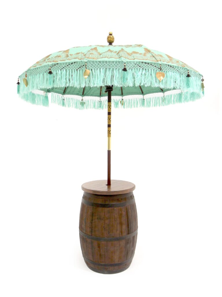 Parasol Poseur Table - Mint & Gold | EPH Creative - Event Prop Hire