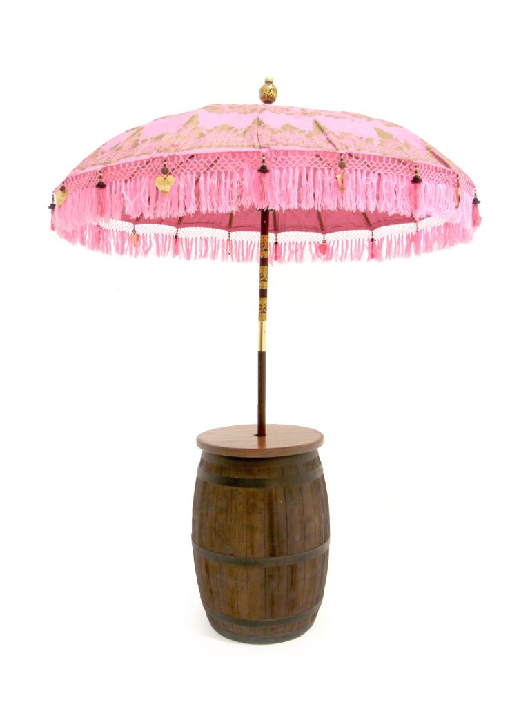Parasol Poseur Table - Pink & Gold | EPH Creative - Event Prop Hire