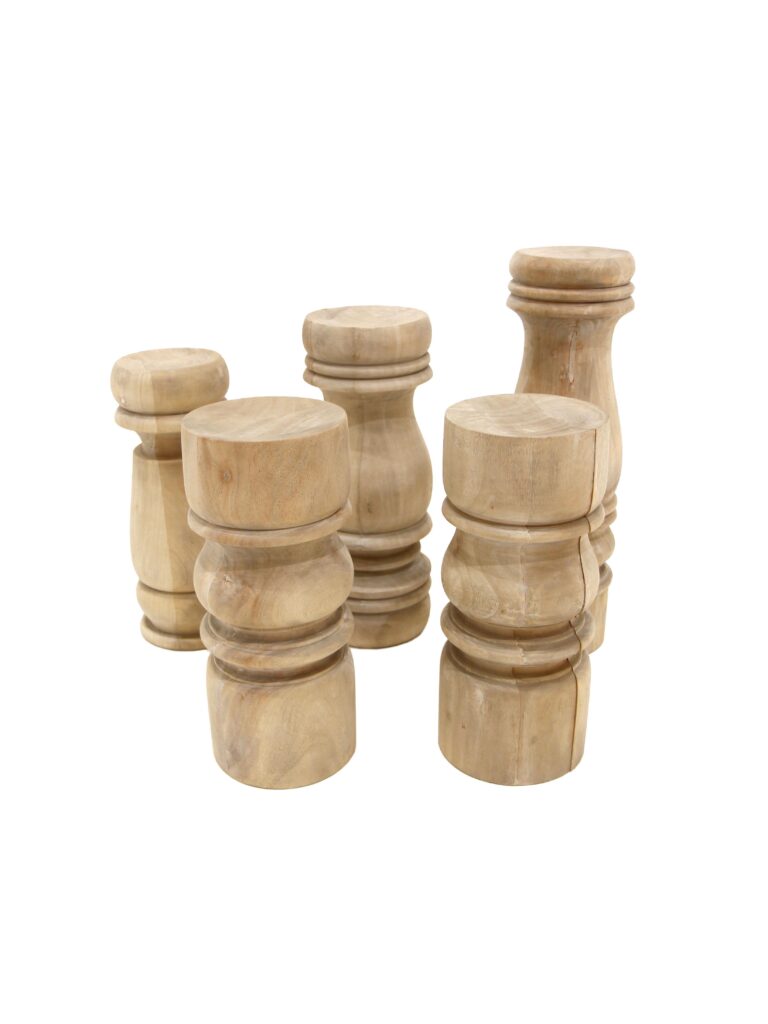 Chunky Wooden Candlesticks - Set of 5 | EPH Creative - Event Prop Hire