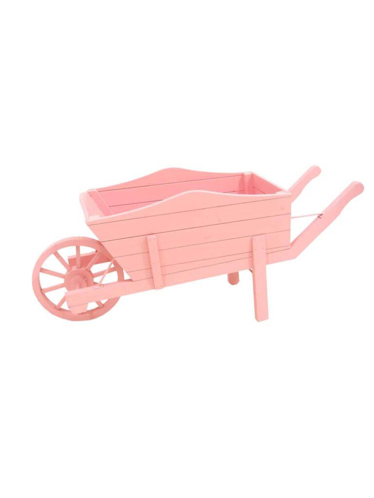 Wooden Wheelbarrow - Pink | EPH Creative - Event Prop Hire