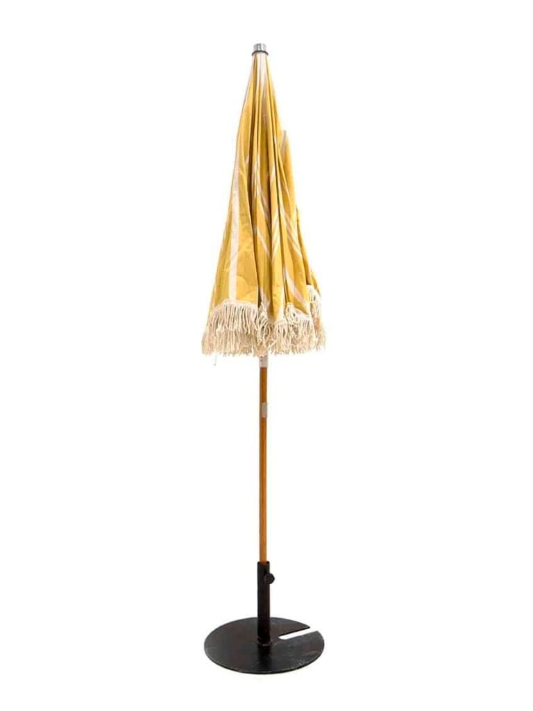 Fringed Parasol - Yellow Stripe | EPH Creative - Event Prop Hire