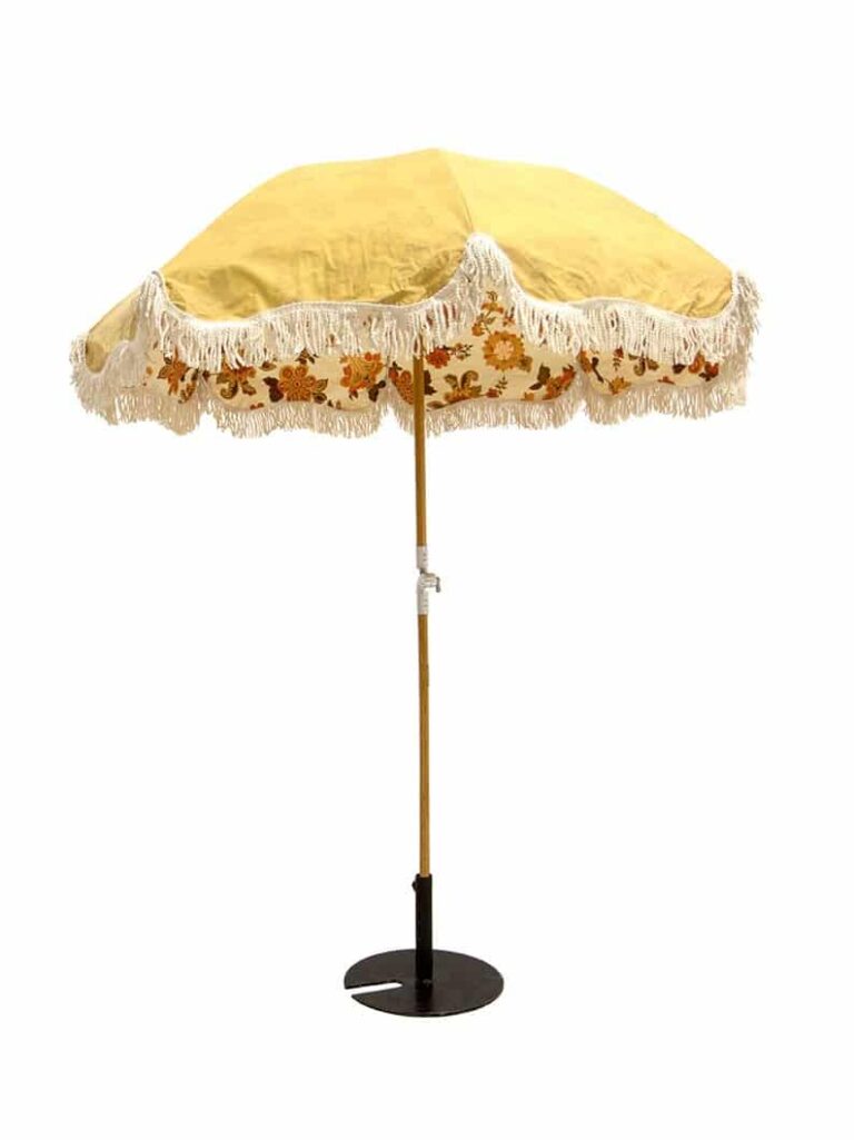 Fringed Parasol - Yellow Floral | EPH Creative - Event Prop Hire