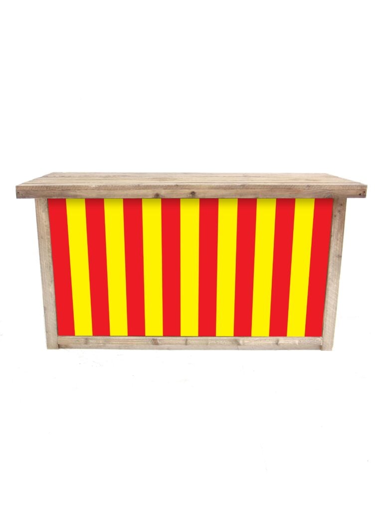 Food Stall Counter - Red & Yellow Stripe | EPH Creative - Event Prop Hire
