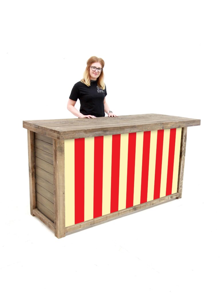Food Stall Counter - Red & Cream Stripe | Event Prop Hire