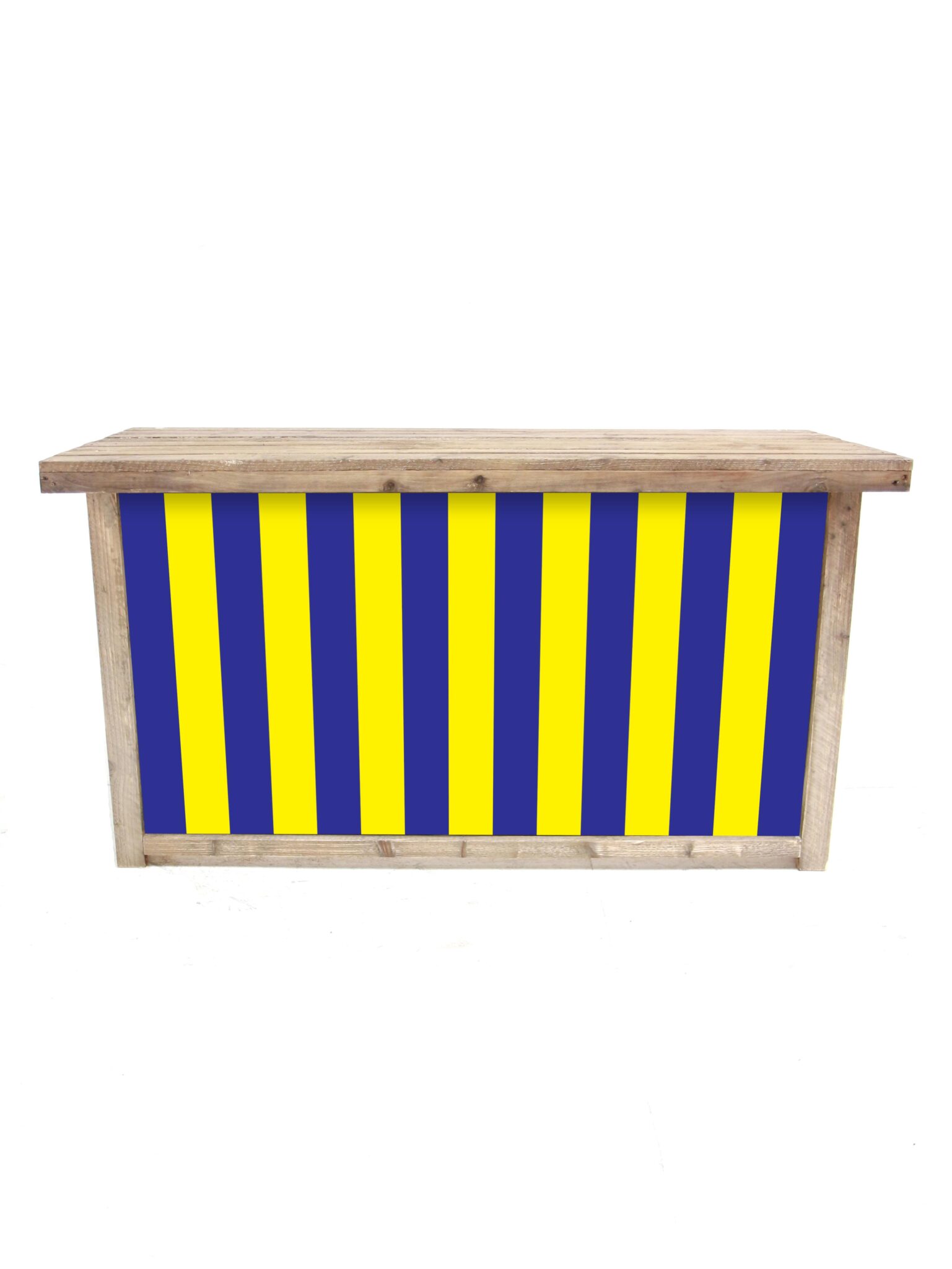 Food Stall Counter - Blue & Yellow Stripe | EPH Creative - Event Prop Hire