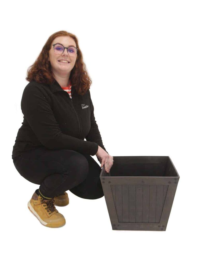 Grey Wood Style Square Planter - Large | EPH Creative - Event Prop Hire