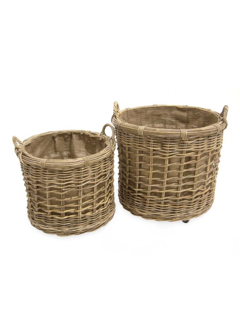 Open Weave Baskets on Wheels - Set of 2 | EPH Creative - Event Prop Hire