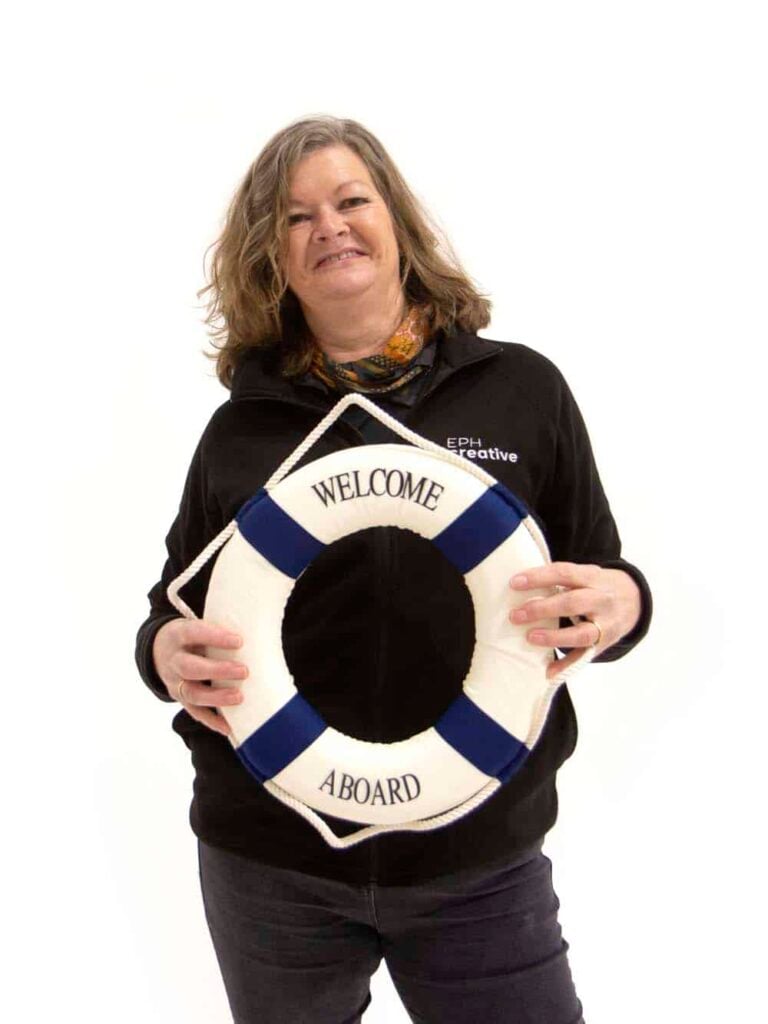 Welcome Aboard Life Ring - Blue (Small) | EPH Creative - Event Prop Hire