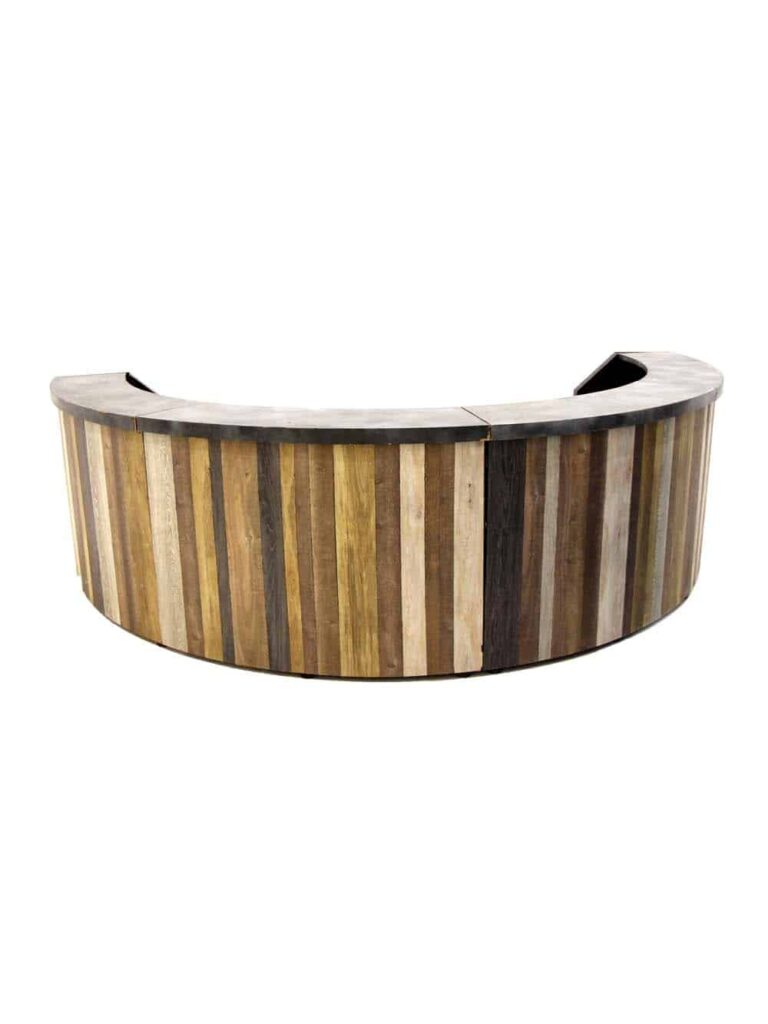 Rustic Wood Circular Bar - Half Bar | EPH Creative - Event Prop Hire