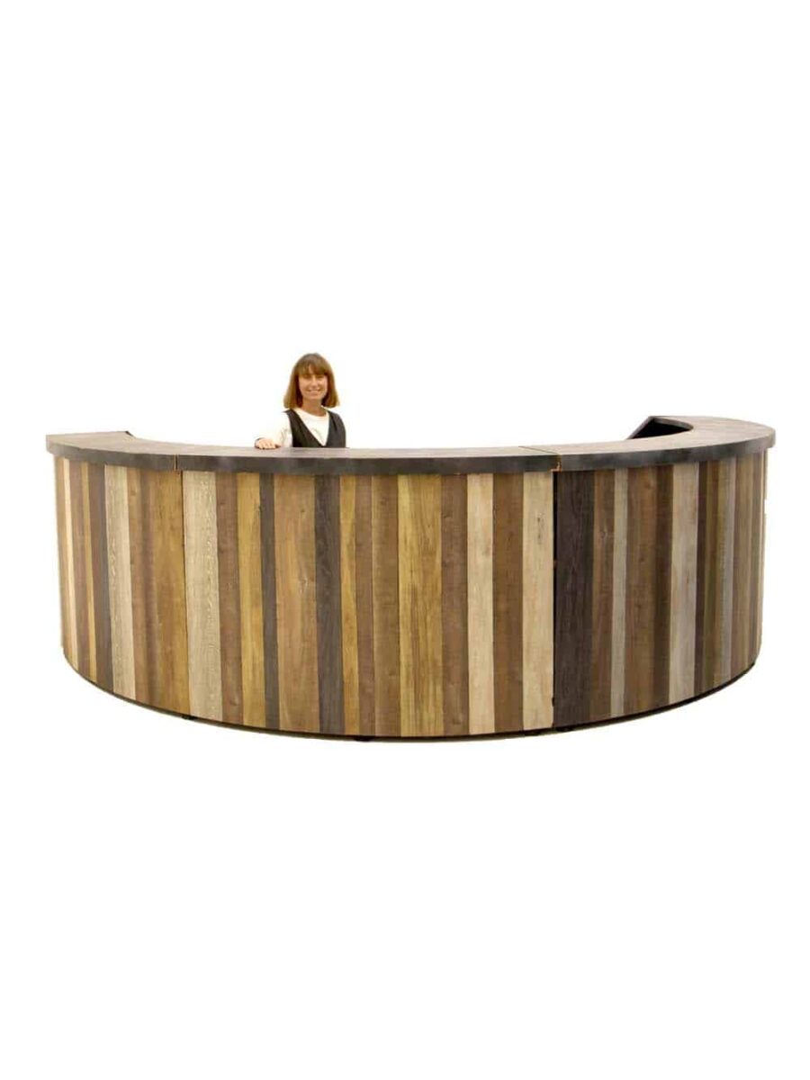 Rustic Wood Circular Bar - Half Bar | EPH Creative - Event Prop Hire