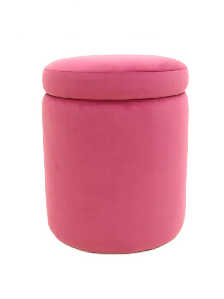 Round Velvet Stool - Magenta | EPH Creative - Event Prop Hire