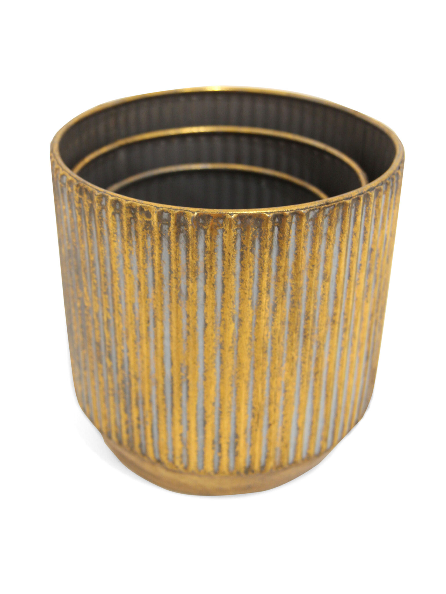 Gold Ribbed Planters - Set of 3 | EPH Creative - Event Prop Hire