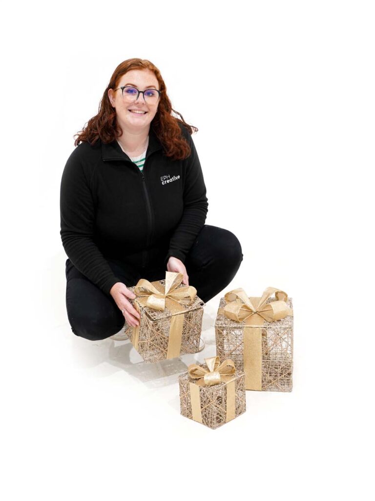 Sparkly Gold Presents - Set of 3 | EPH Creative - Event Prop Hire