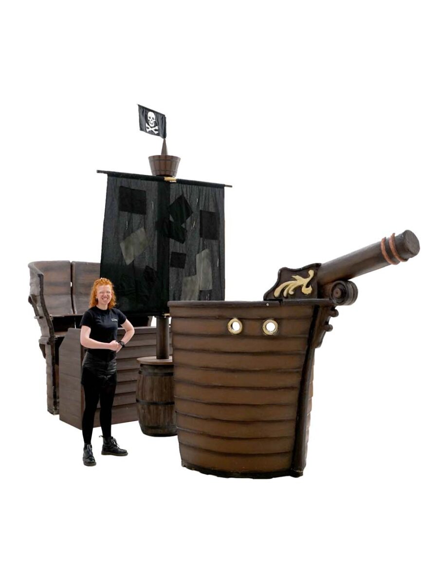 Pirate Galleon with Dark Sail & Flag | EPH Creative - Event Prop Hire