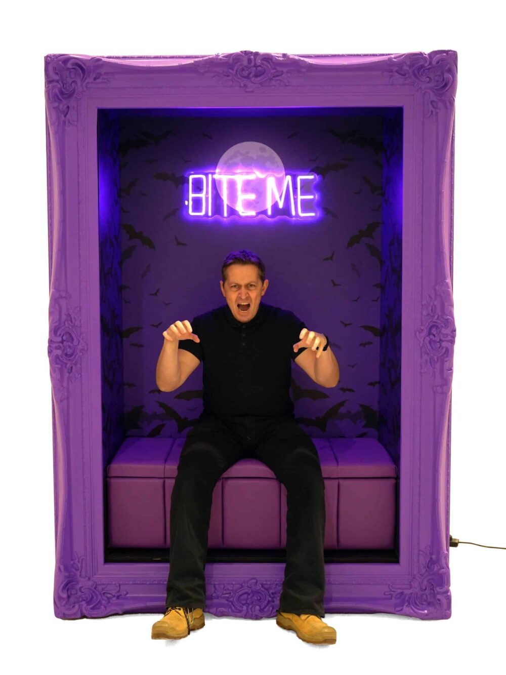 Frame Booth Seat - 'Bite Me' - Photo Op | EPH Creative - Event Prop Hire